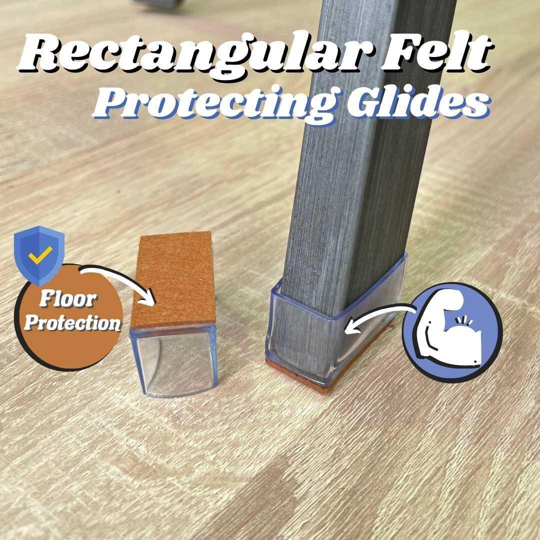 NEW Felt Rectangular Hybrid Silicone Chair Tips | Chair Tips Australia