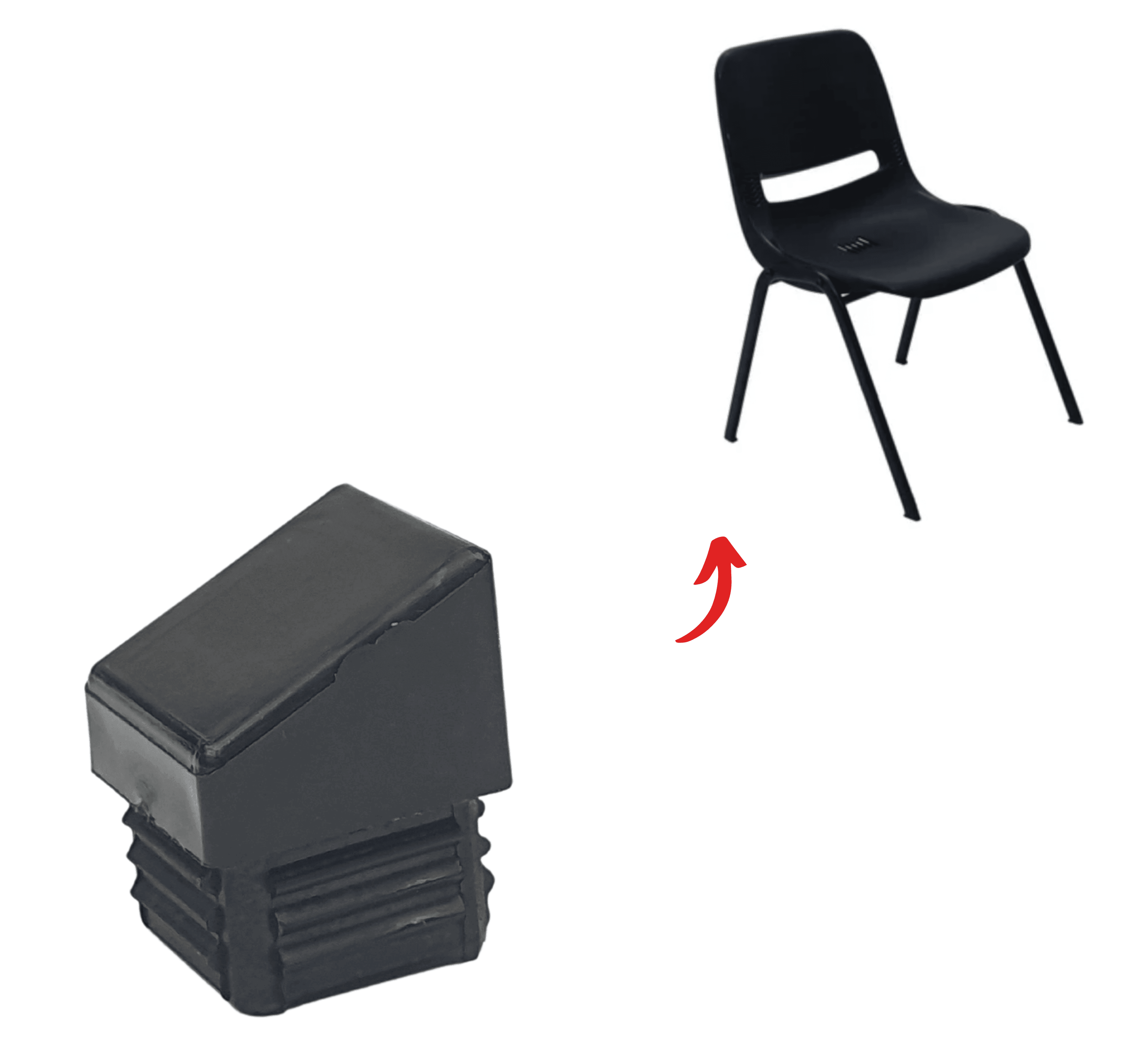Square Angled Internal black nylon Chair Tips