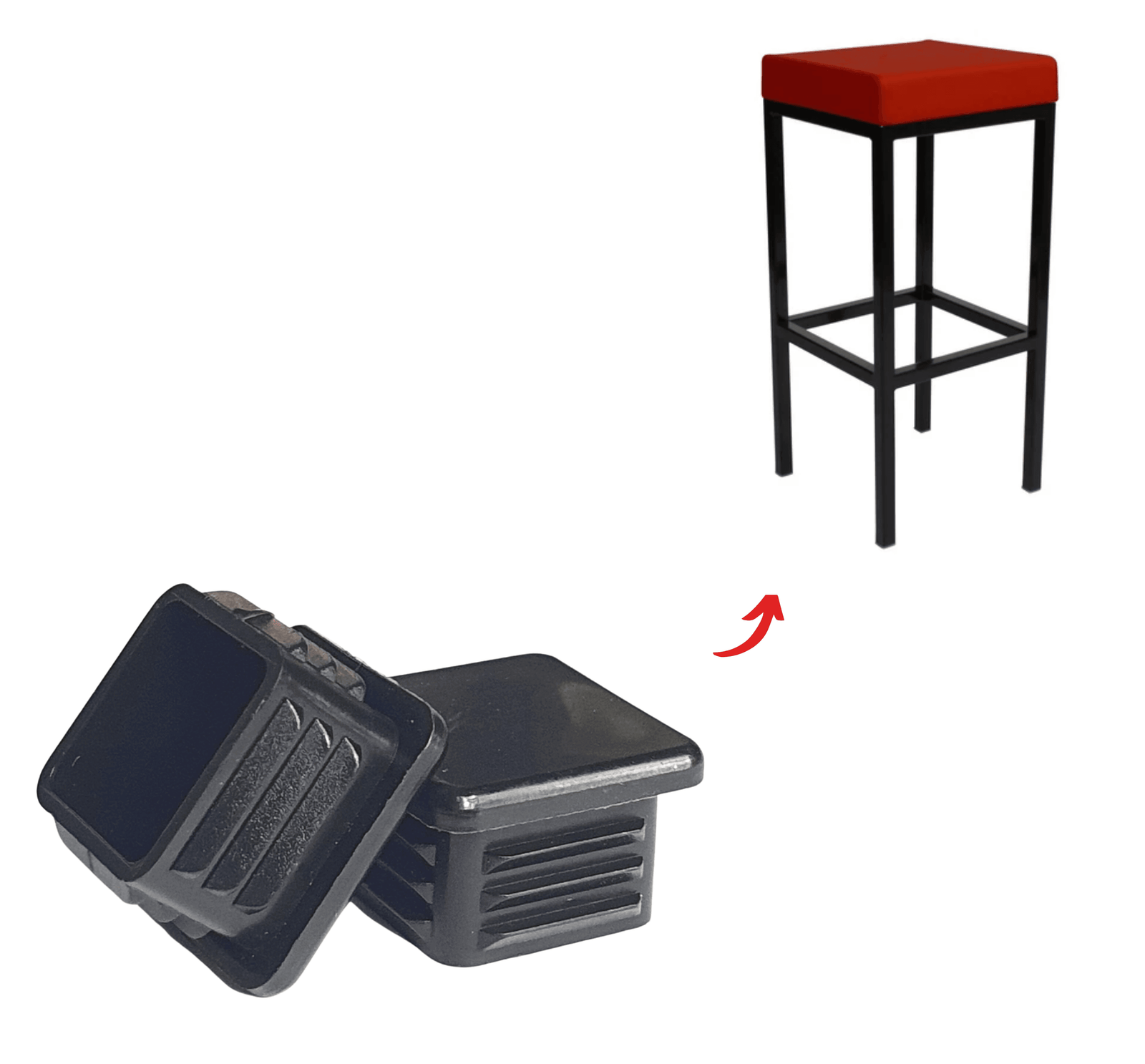 Square Black Internal Chair Tips - All Flooring - Australian Made